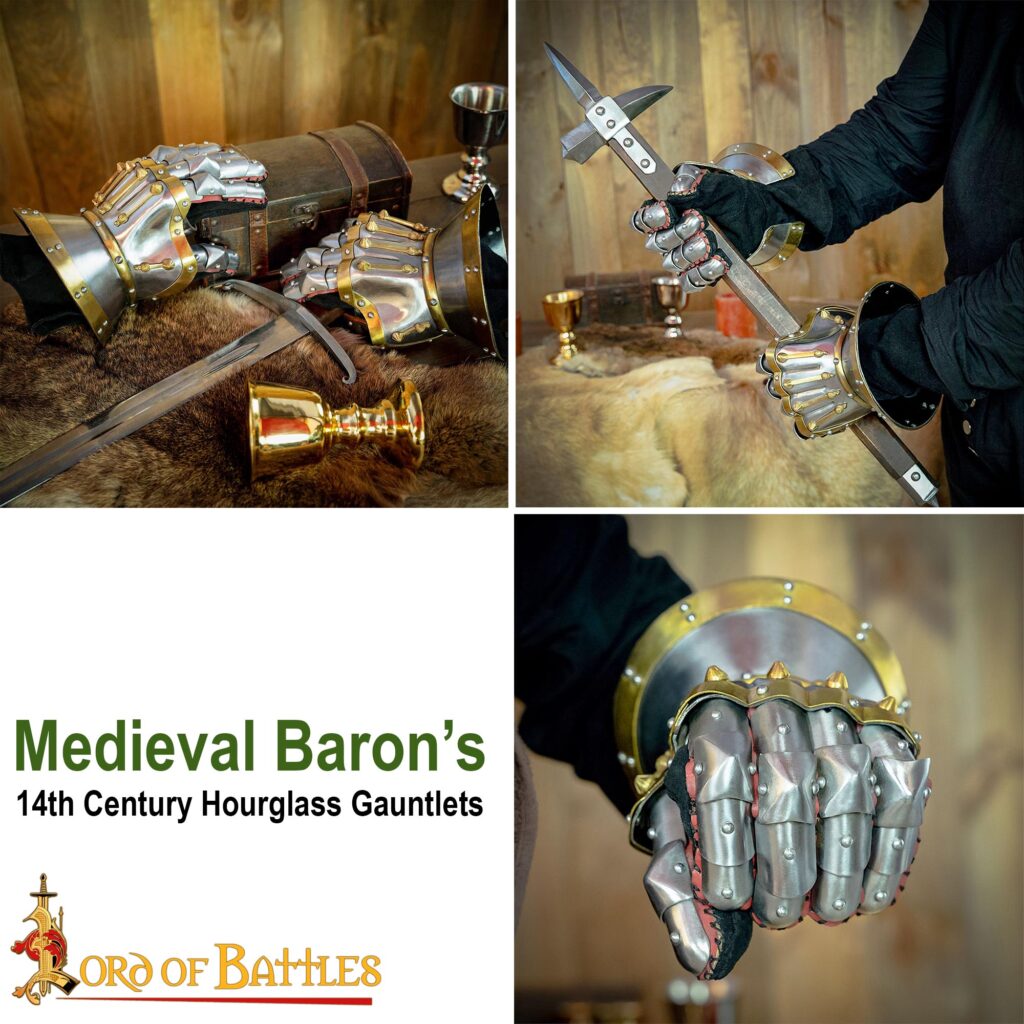 Medieval Baron's Hourglass Gauntlets - 14th Century Armor