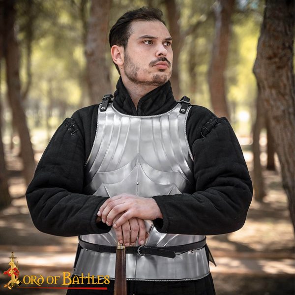 Late Medieval Gothic Fluted Cuirass Steel Armor with Straps
