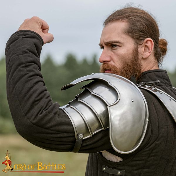 Medieval Articulated Layered Steel Pauldrons – 18 & 20 Gauge