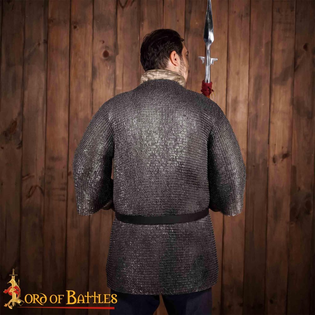 Chainmail Haubergeon Half Sleeve 6 mm 18 Gauge Flat Rings