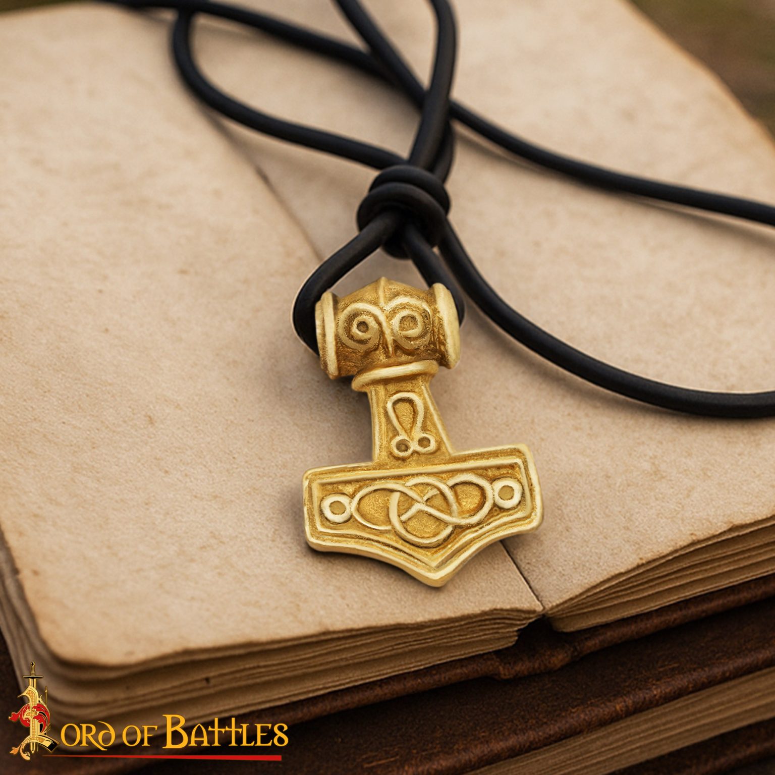 Brass Mjolnir Pendant - Thors Hammer Amulet