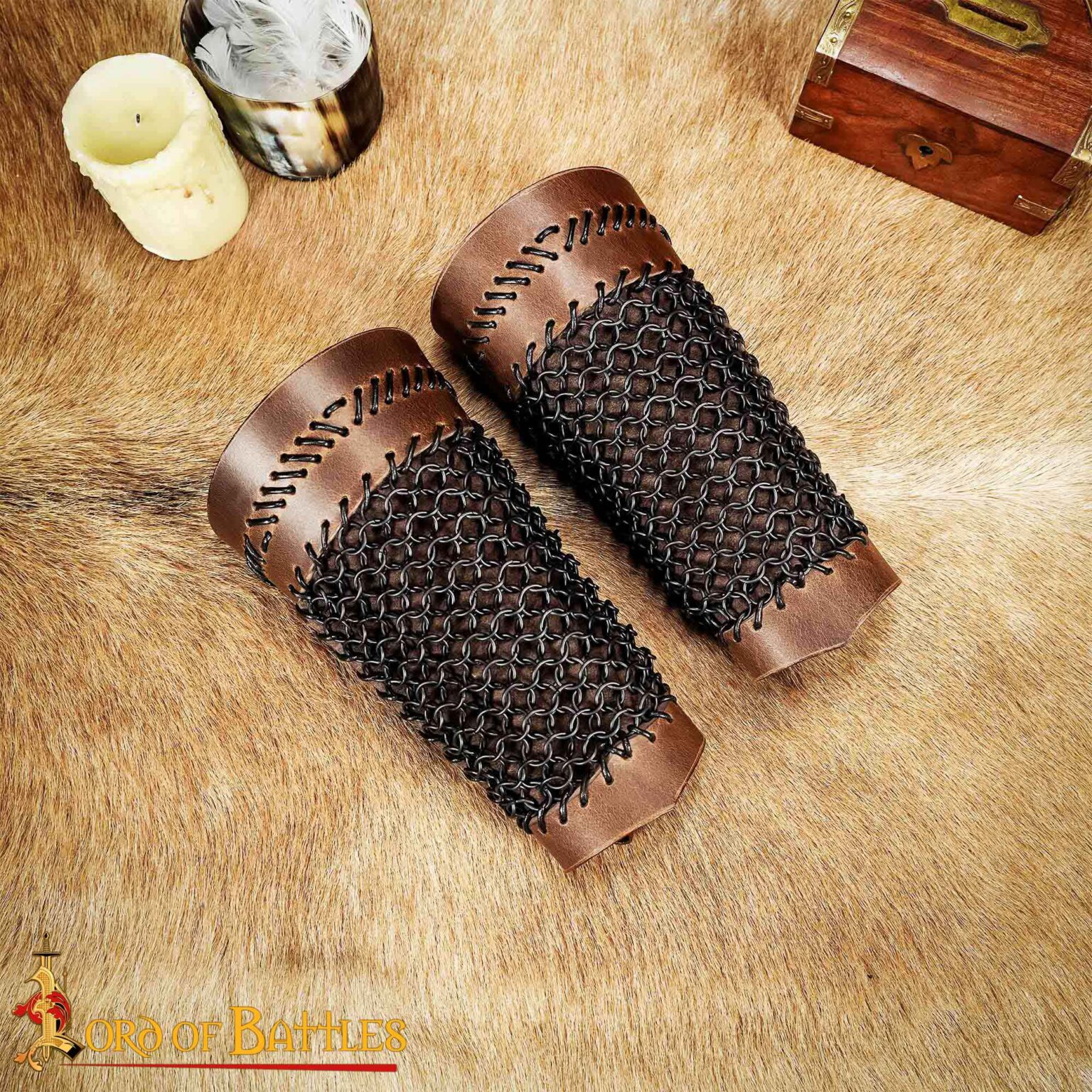 Unstoppable Leather Arm Bracers with Chainmail