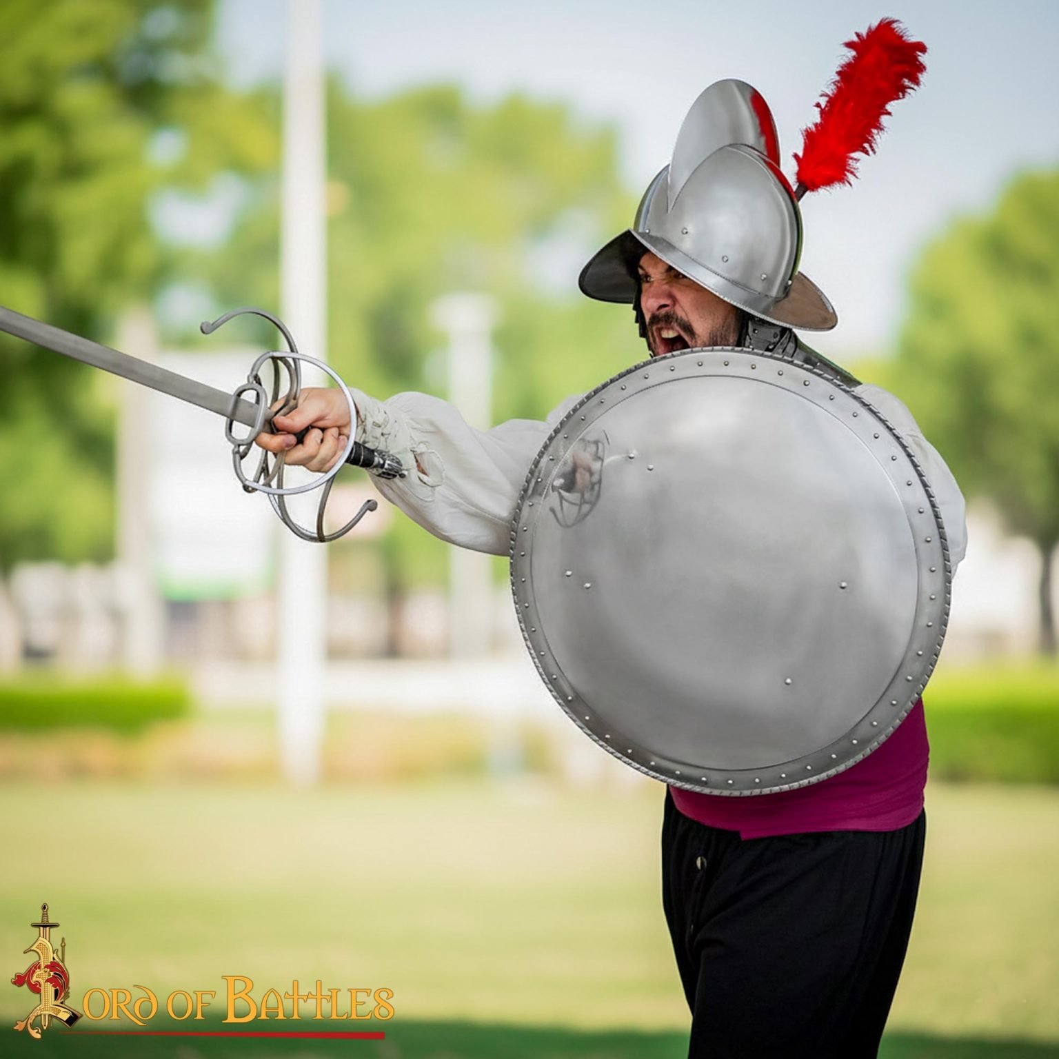 Authentic Rodela Shield – Steel Round Shield with Brass