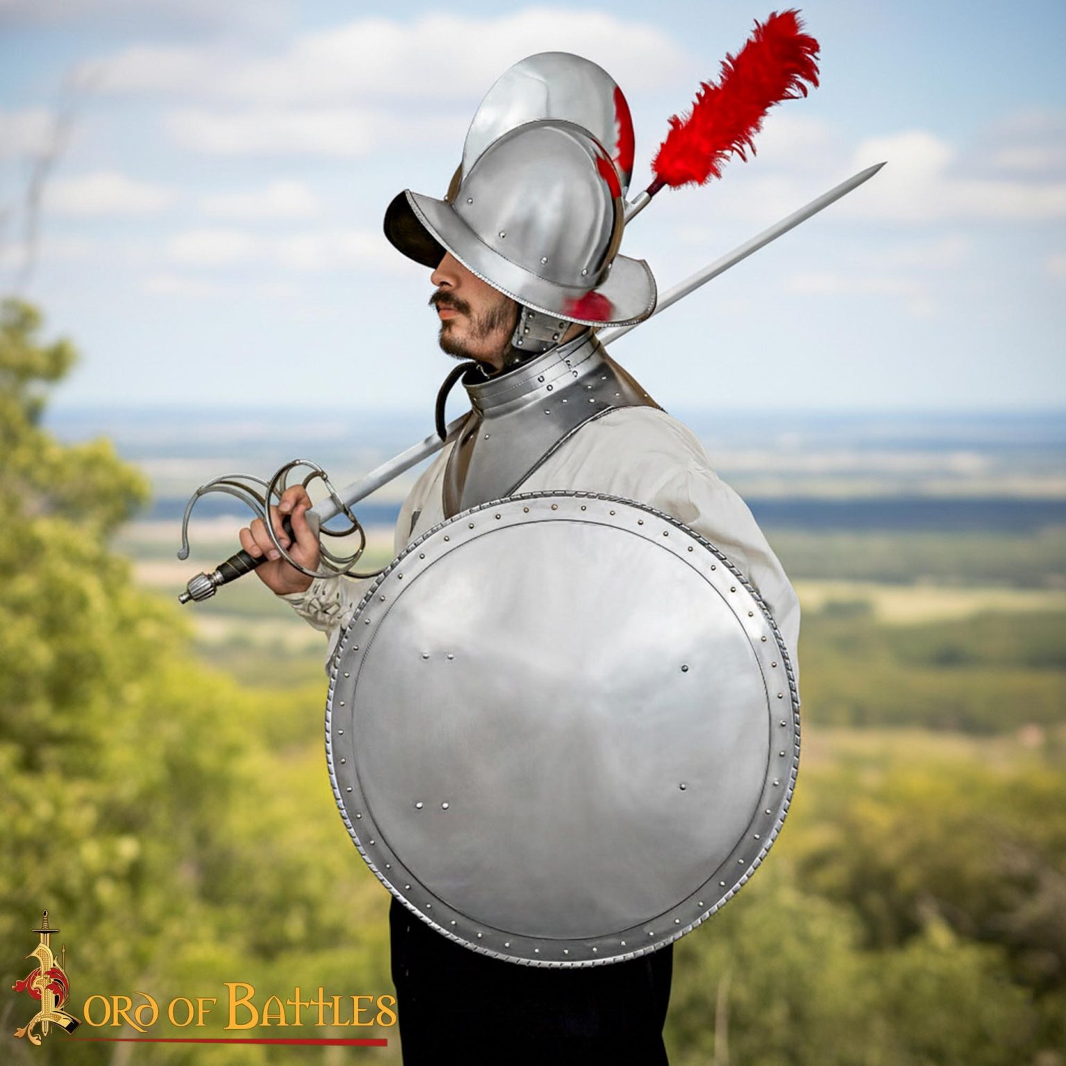 Authentic Rodela Shield – Steel Round Shield with Brass