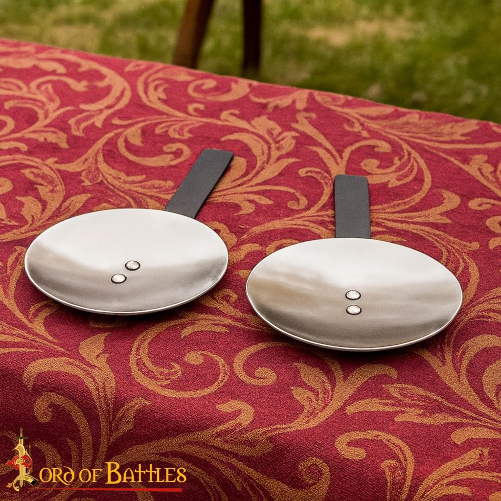 Medieval Steel Rondels with Leather Straps – 14th Century