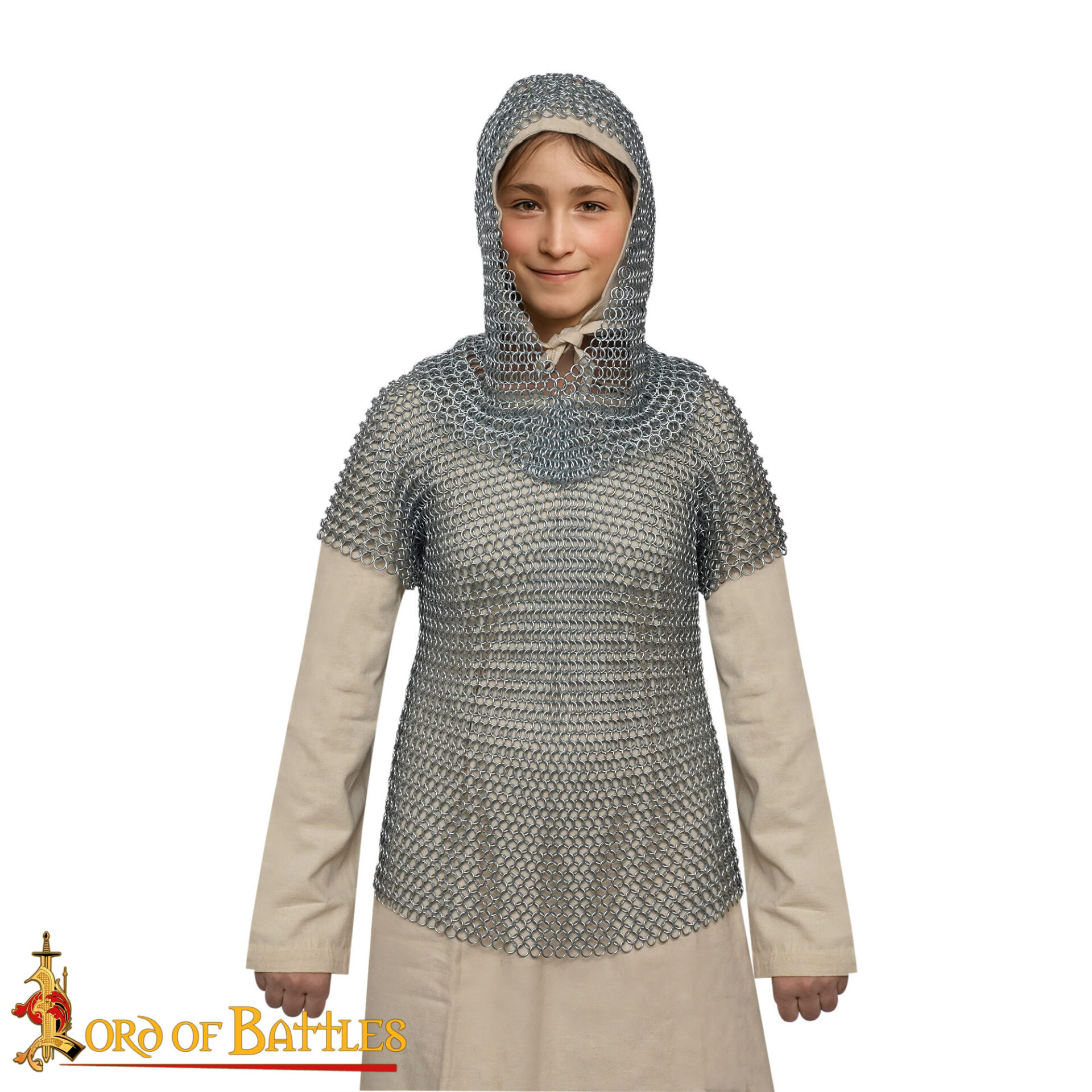 Chainmail Medieval Kids Shirt with Coif- 10mm 16 gauge